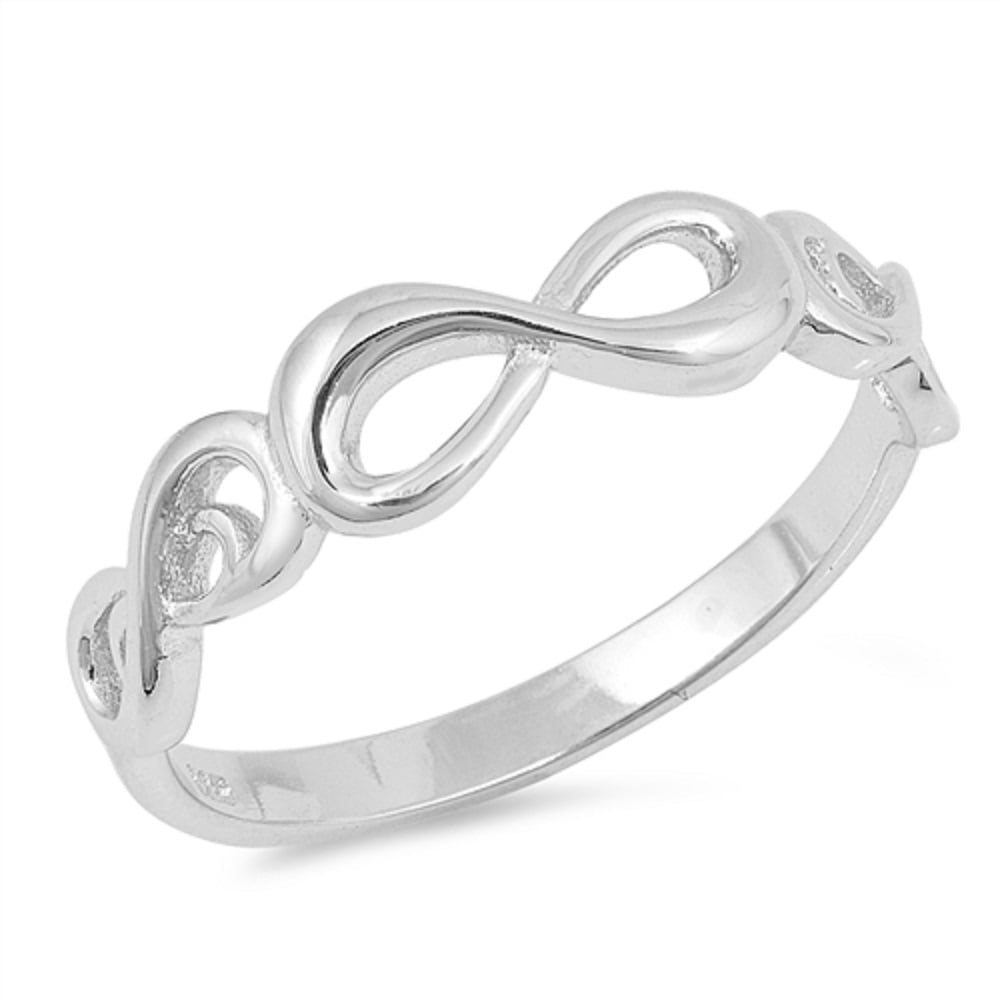 Rhodium Plated Sterling Silver Halfway Infinity Ring - Walmart.com