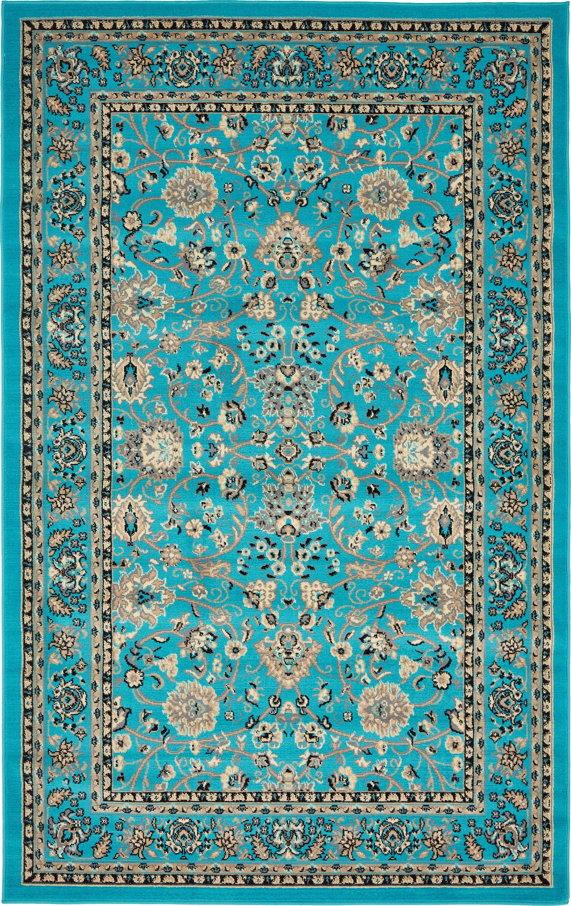 Unique Loom Washington Sialk Hill Rug Turquoise Black 5 3 X 8