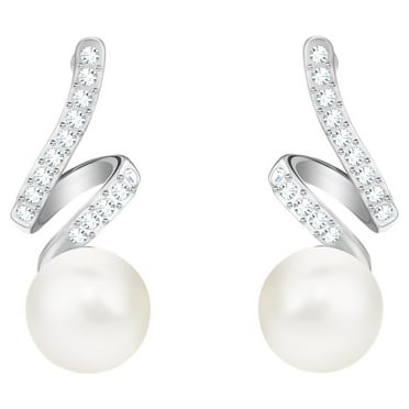 Swarovski Lifelong Heart Crystal Drop Earrings, Sparkly White, Rose ...