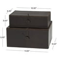 DecMode Storage Dark Brown Leather Decorative Box with Leather Loop ...
