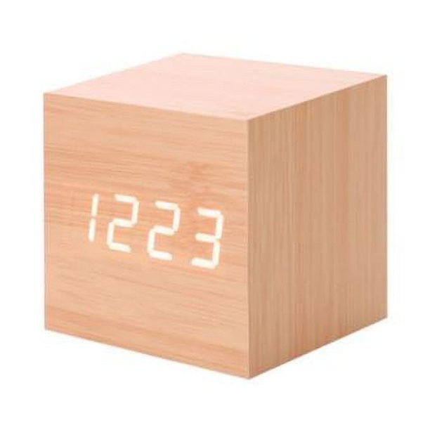 Reloj despertador digital LED de madera, moderno, con termómetro ...