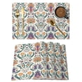 Boho Vintage Floral Placemats Set of 8, Peony Leaf Bud Vintage Ethnic ...
