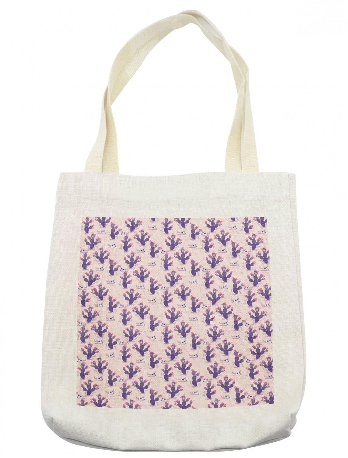 Cactus Tote Bag, Continuous Pattern Cacti with Flowers and Animal ...