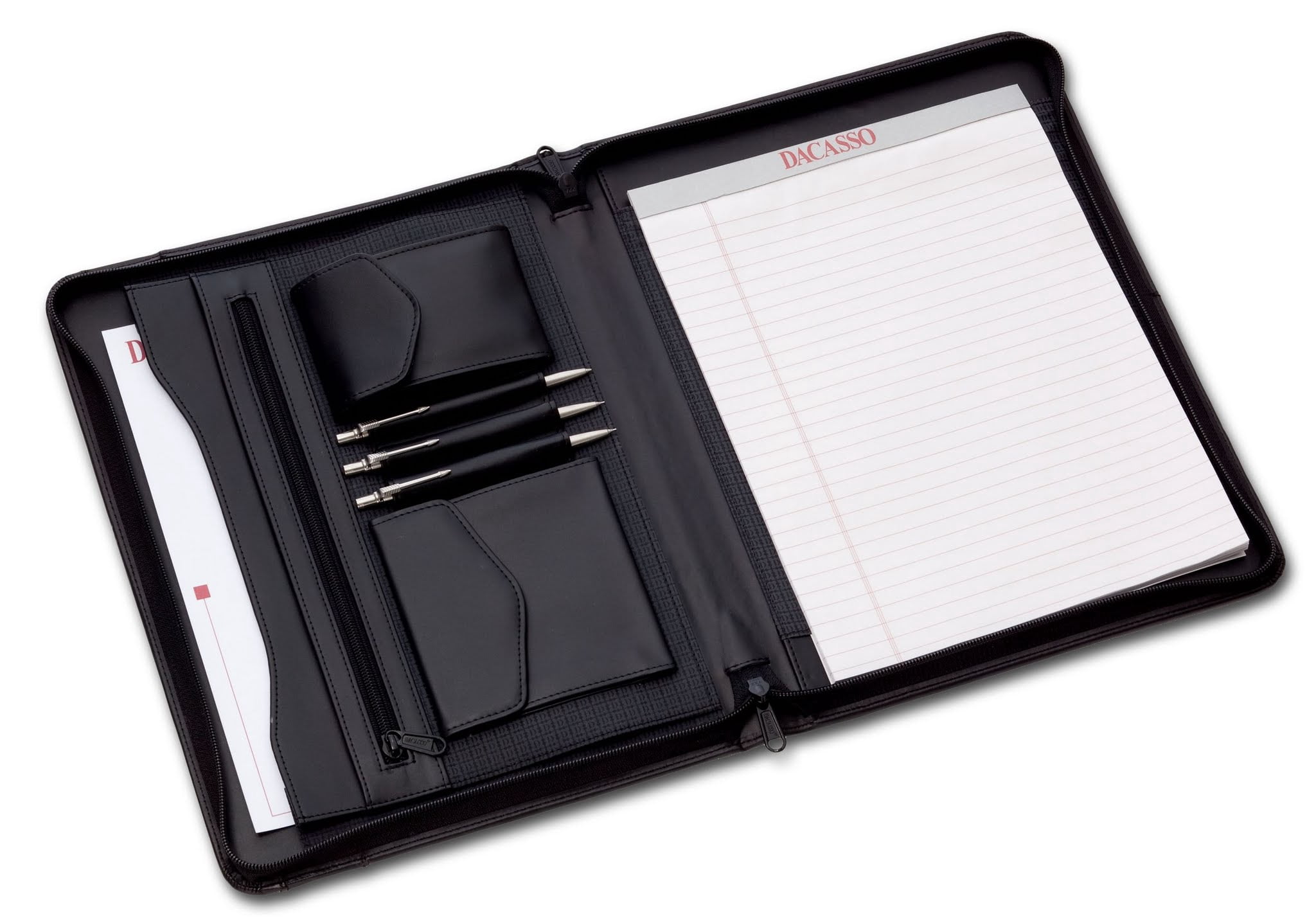 Black Leather Enhanced Zip-Around Portfolio - Walmart.com