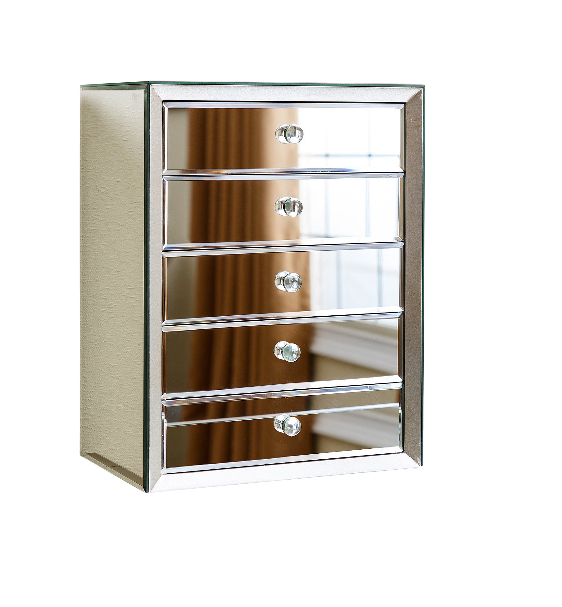 Devon & Claire Opal Mirrored 5 Drawer Jewelry Box - Walmart.com