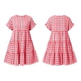 Bosfbaoi Plus Size Dresses for Women Gingham Tiered Midi Dress Crew ...