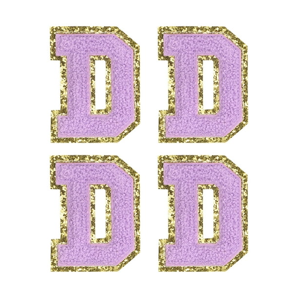 Uxcell Chenille Letter Patches Iron on Letter Patches Purple Alphabet D ...