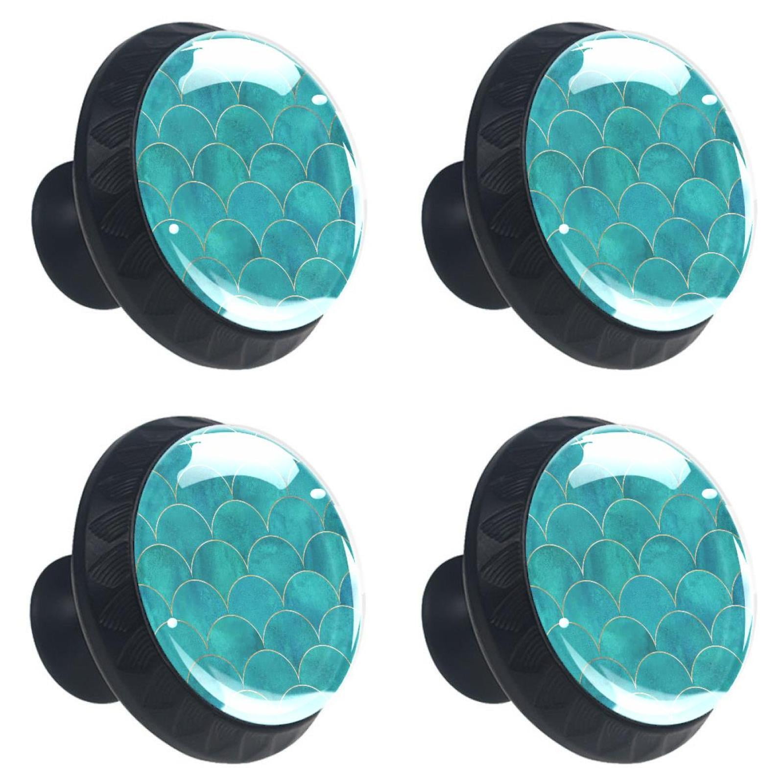 4 Pcs Peacock Mermaid Scale Knobs for Kitchen Cabinet Cupboard Dresser ...