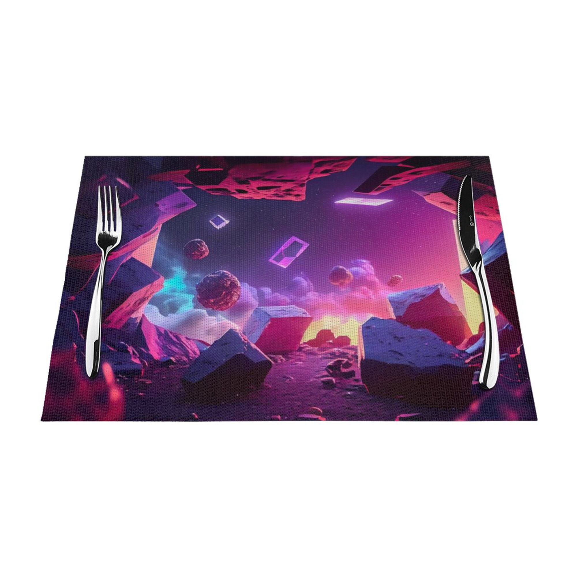 XMXY Woven Placemats Set of 4 PCS, Purple Futuristic Modern Graphic ...