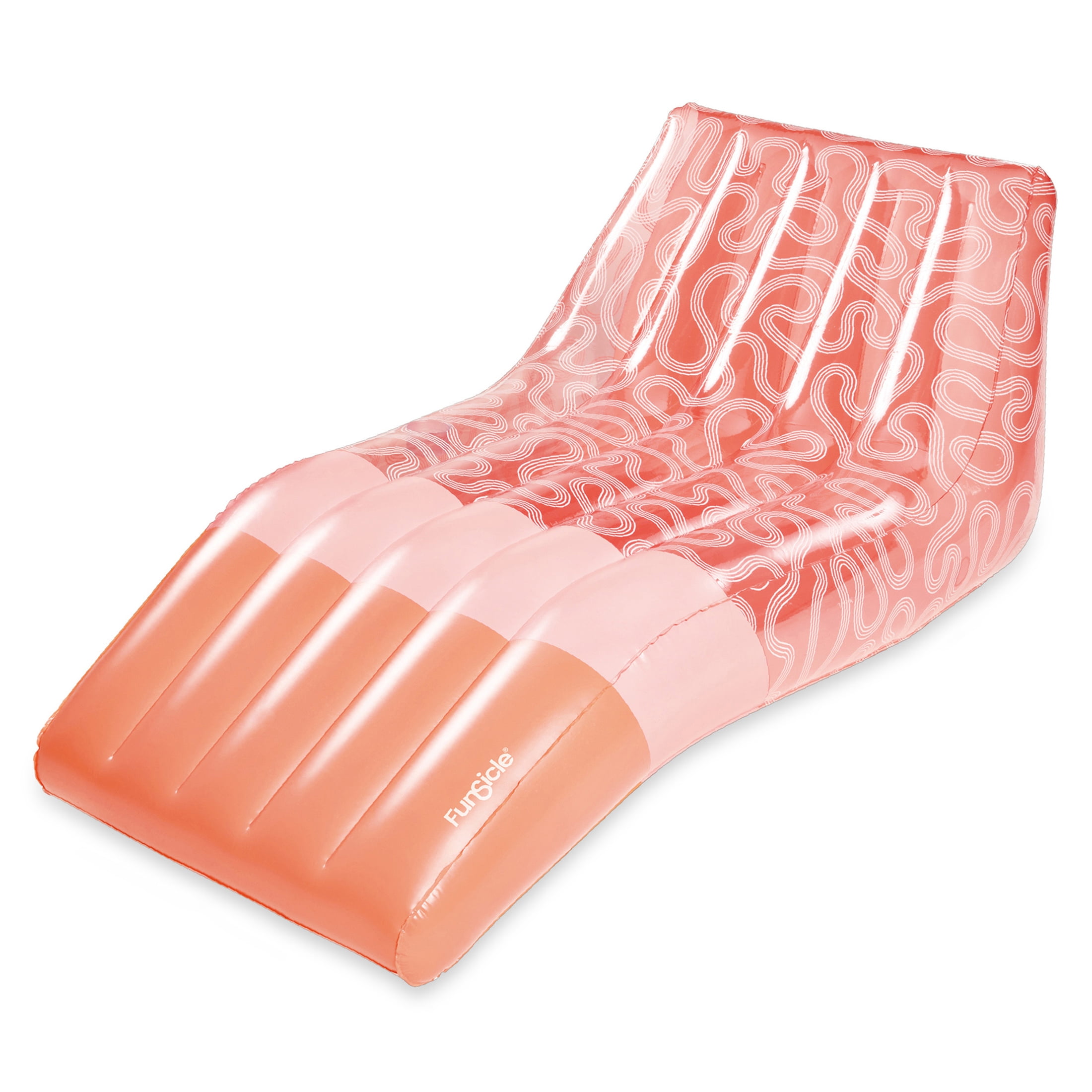 Funsicle Pink Squiggle Chaiser Lounge Inflatable Pool Float Adults Unisex