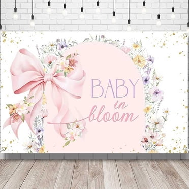 Baby in Bloom Backdrop for Boys Blue White Watercolor Floral Wildflower ...