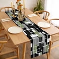 Abstract Lines Cotton Linen Table Runner Black Gray Green Rectangle ...