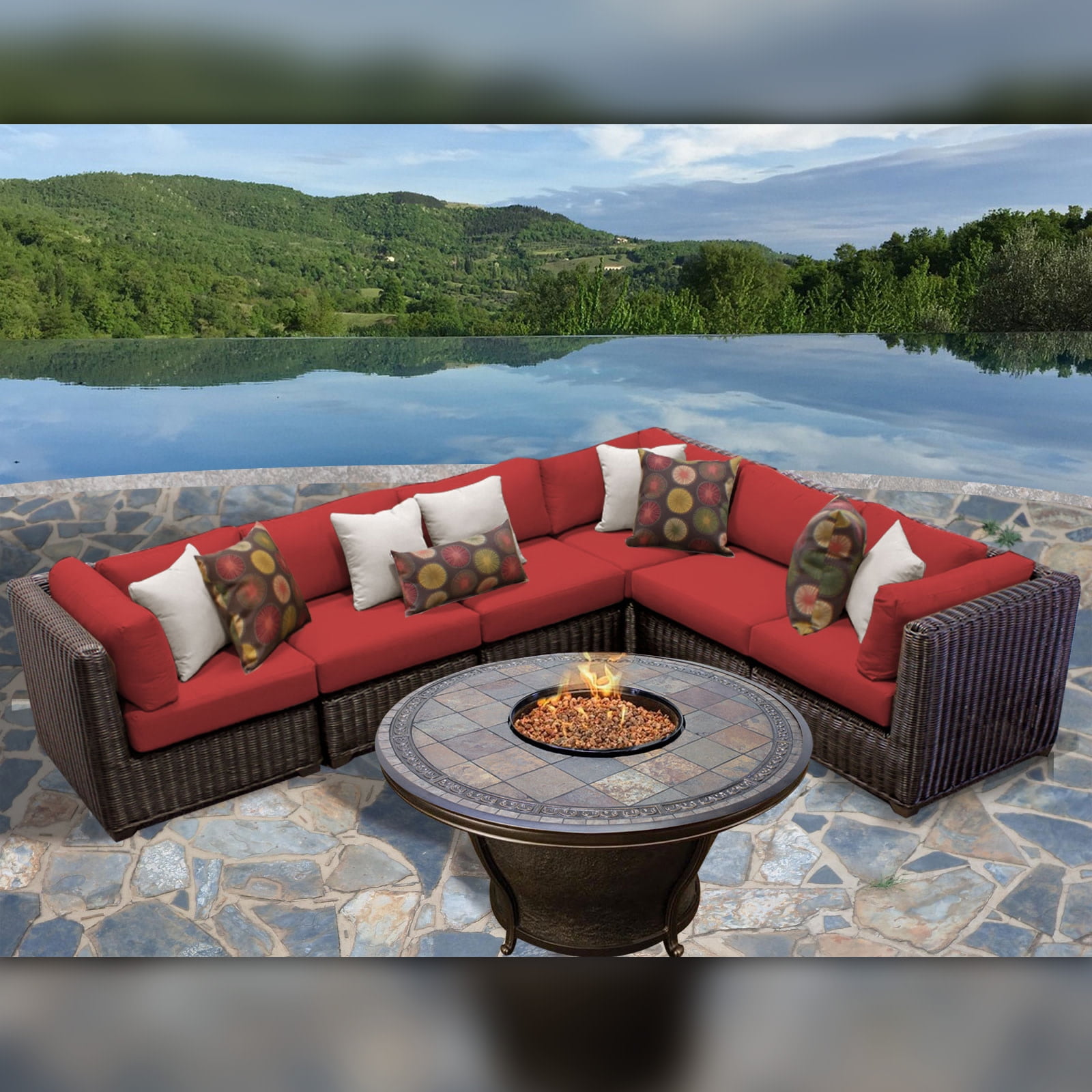 Delacora TKC-DPF-VEN07G Venice Outdoor 7 Piece Conversation Set - Walmart.com