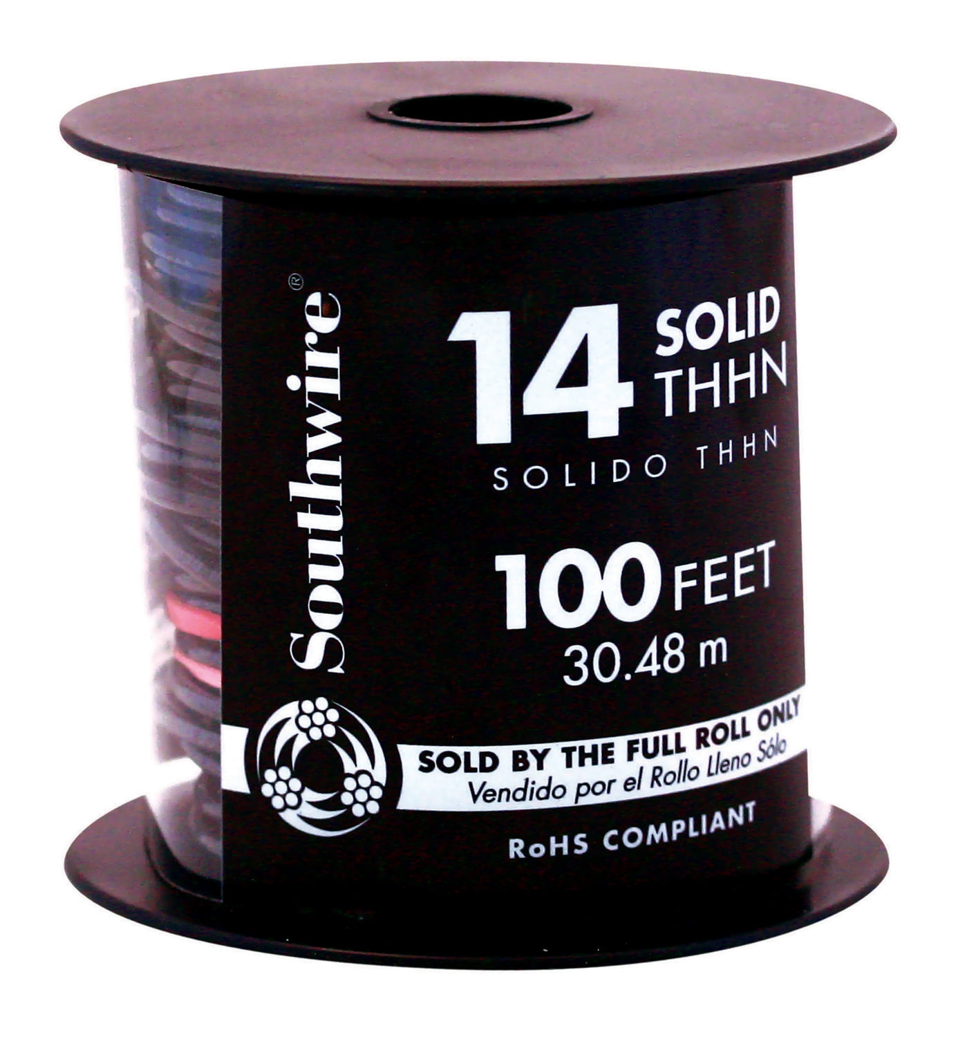 Southwire 11579084 100' 14 Gauge Black THHN Solid Wire - Walmart.com