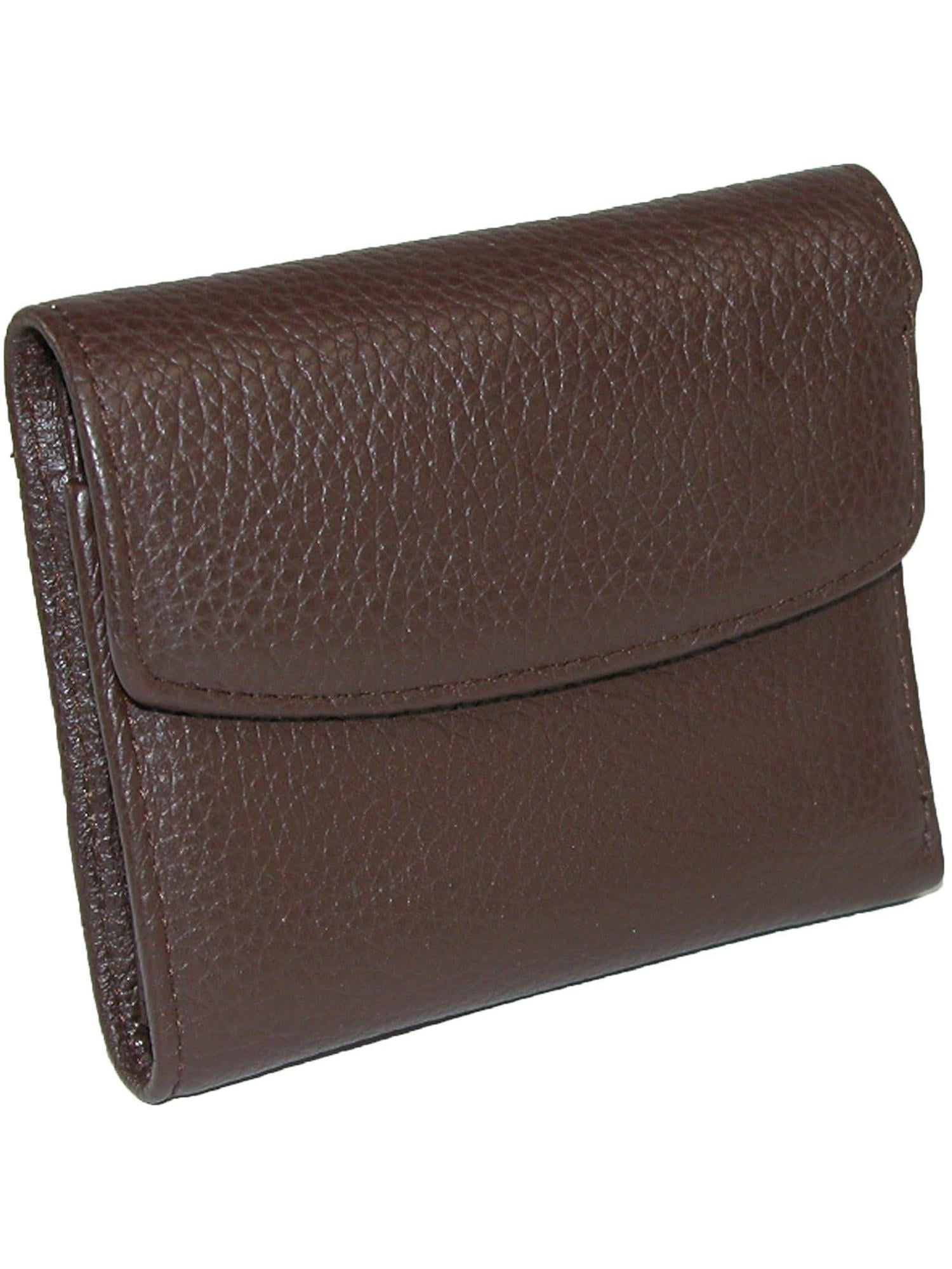 Womens Leather Mini Tri-fold Wallet Brown - Walmart.com