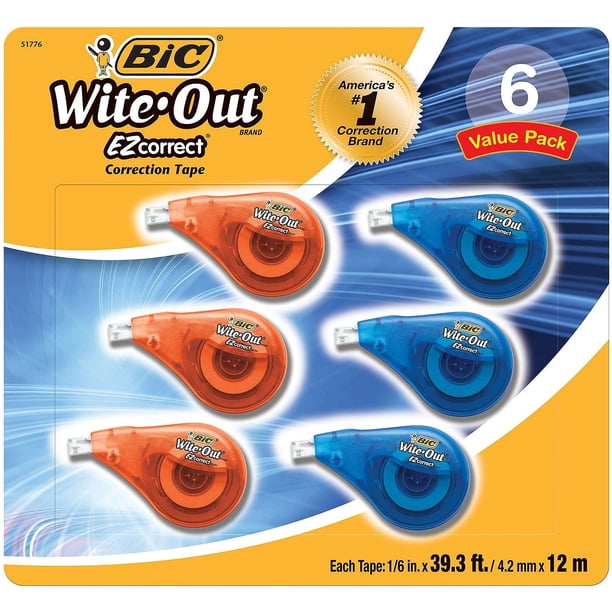 Bic Wite-Out EZ Correction Tape, 6 Ct - Walmart.com