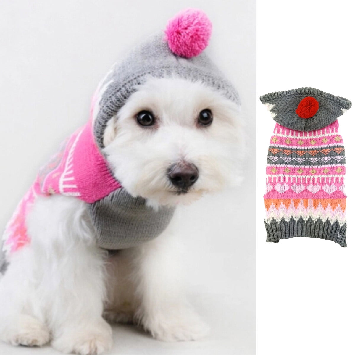 Pet Enjoy Dog Sweater Cute Knitted Puppy Dog Pullover,Warm Dog Hooded ...