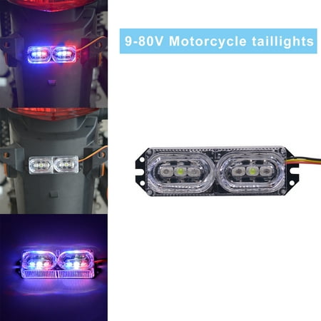 Motorcycle Flashing Tail Light Led Brake Light 9v-80v Rear Tail Lamp Two-color Battery License ...
