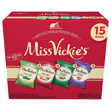 Miss Vickies Assorted Kettle Cooked Potato Chips, Individual Bags ...