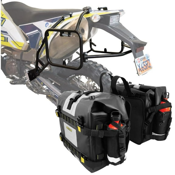 TUSK Pannier Racks with Nelson Rigg Hurricane Dry Saddlebags Black for ...