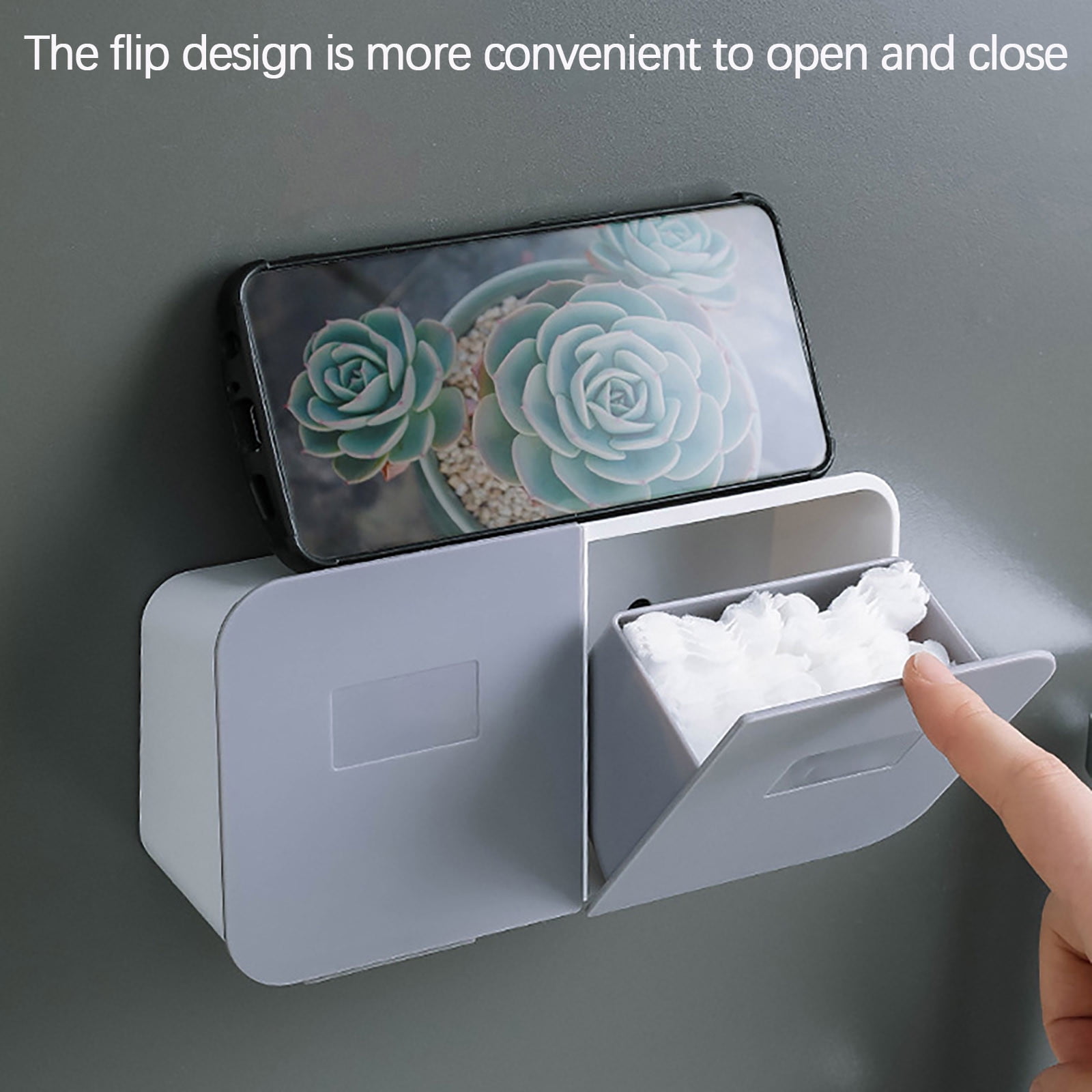 Kokovifyves Trace-Free Wall-Mounted Sealed Dust-Proof Bathroom Storage ...