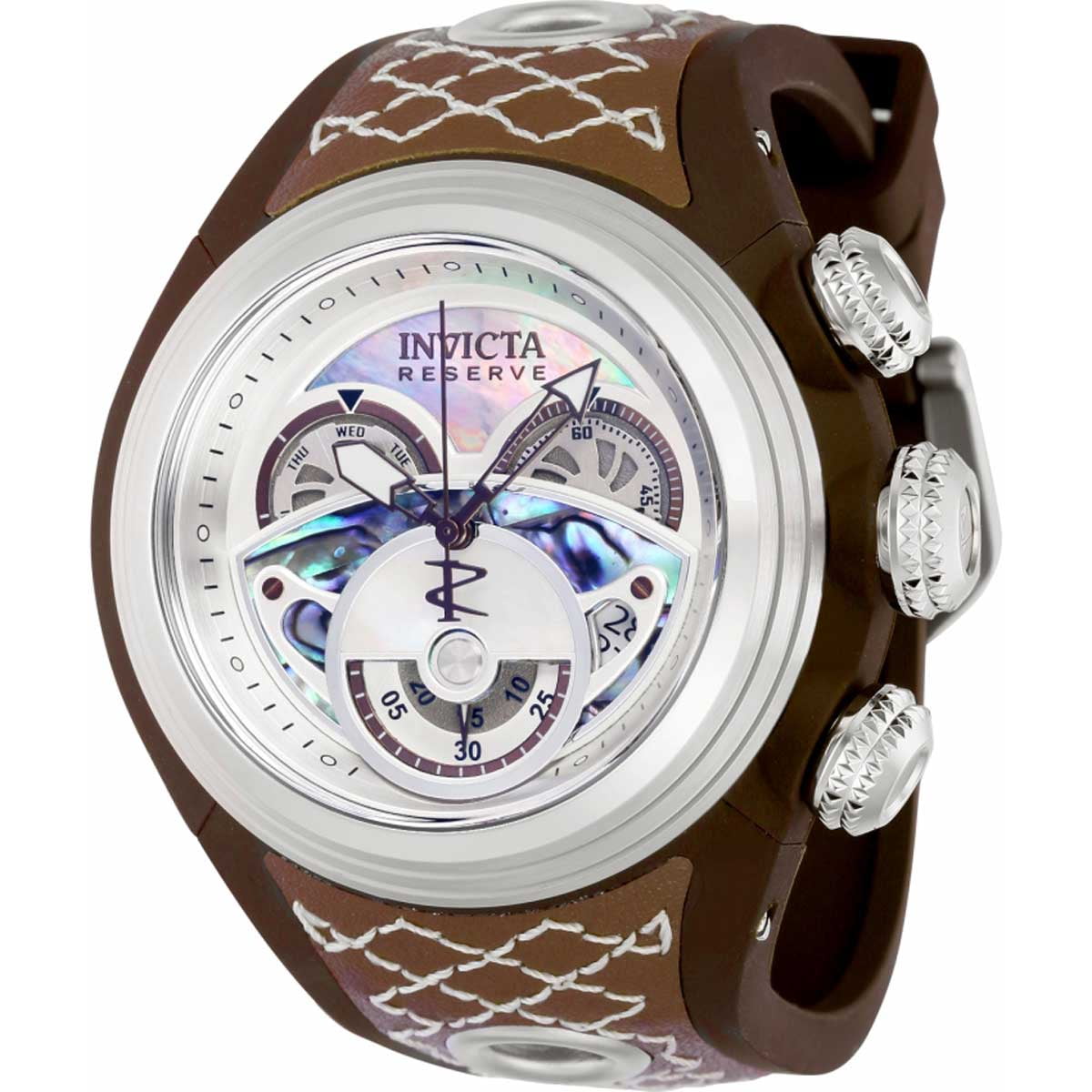 Invicta 38876 Men's Reserve S1 Quartz Mop Dial Brown Strap Watch ...