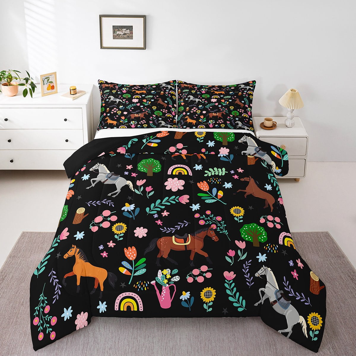Click here for Erosebridal Cartoon Horse Bedding Twin Comforter S... prices