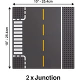 Apostrophe Games 2 T-Junction Road Building Block Baseplates, 32x32 ...