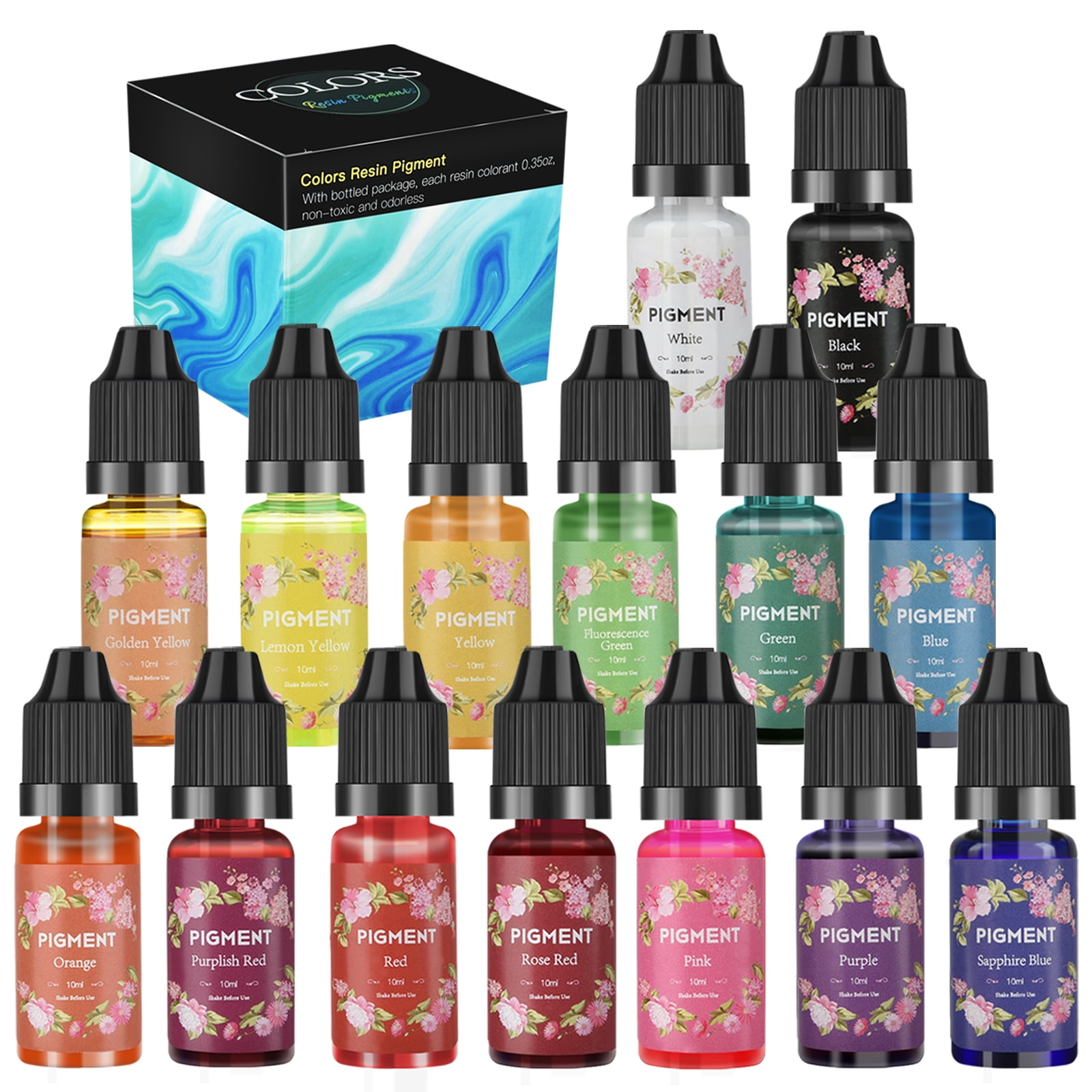 Alcohol Ink Set,15 Highly Saturated Alcohol Inks,Acid-Free, Fast-Drying ...