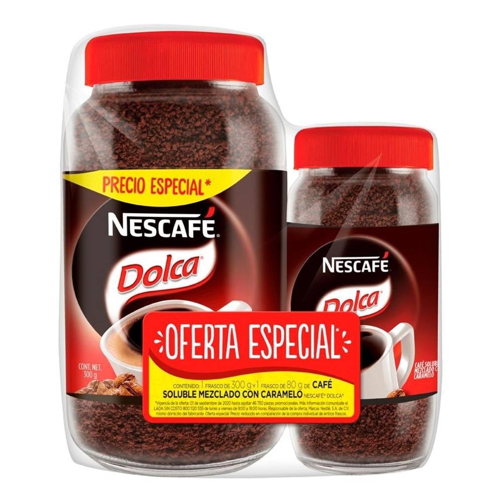 Café soluble Nescafé Dolca 300 g + 1 frasco de 80 g | Walmart en línea