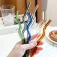 Andvari Reusable Glass Straws Colorful Wavy Design for Juice Tea Coffee ...
