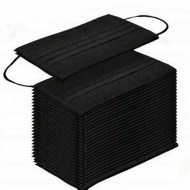 Protective Adult Black Disposable Face Masks, 3-ply Breathable, Elastic ...