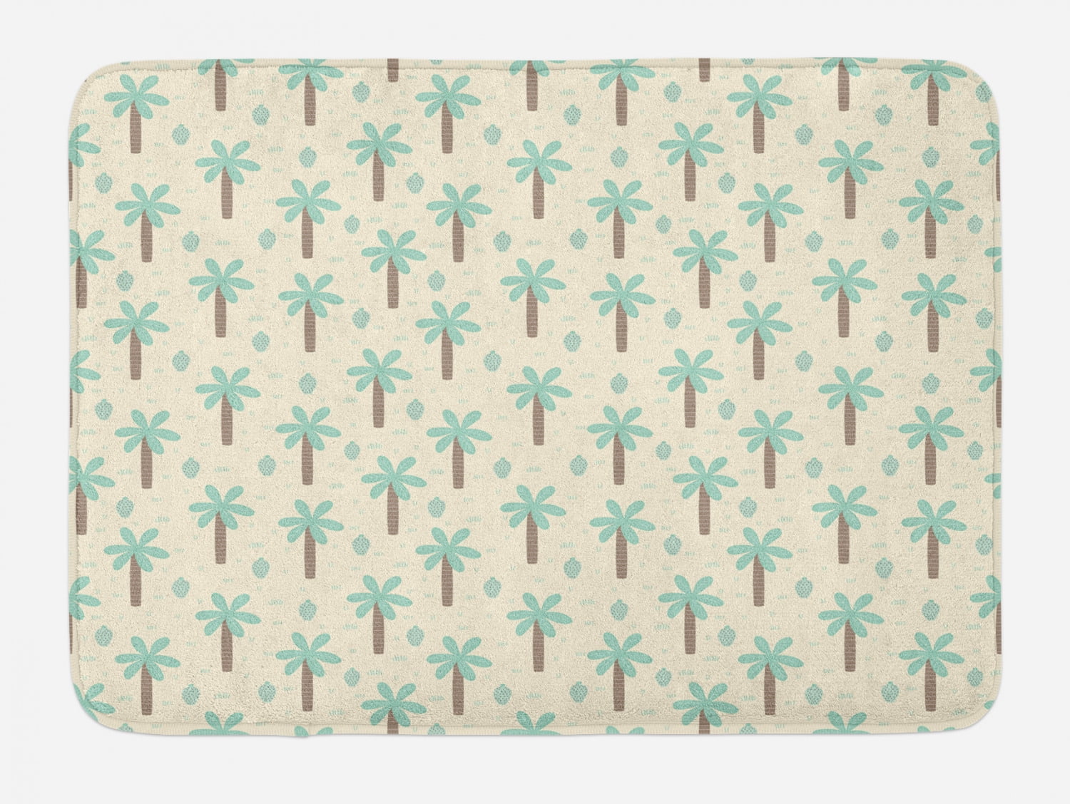Palm Tree Bath Mat, Cartoon Style Pattern with Coconut Trees and Cactus ...