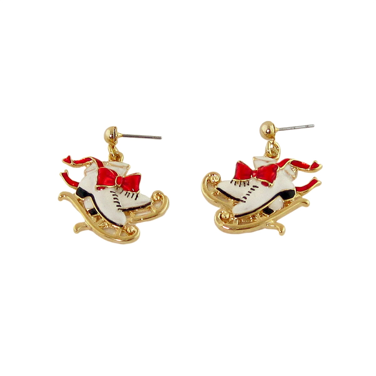 Classic Ice Skates with Flowing Red Ribbon Earrings - Walmart.com