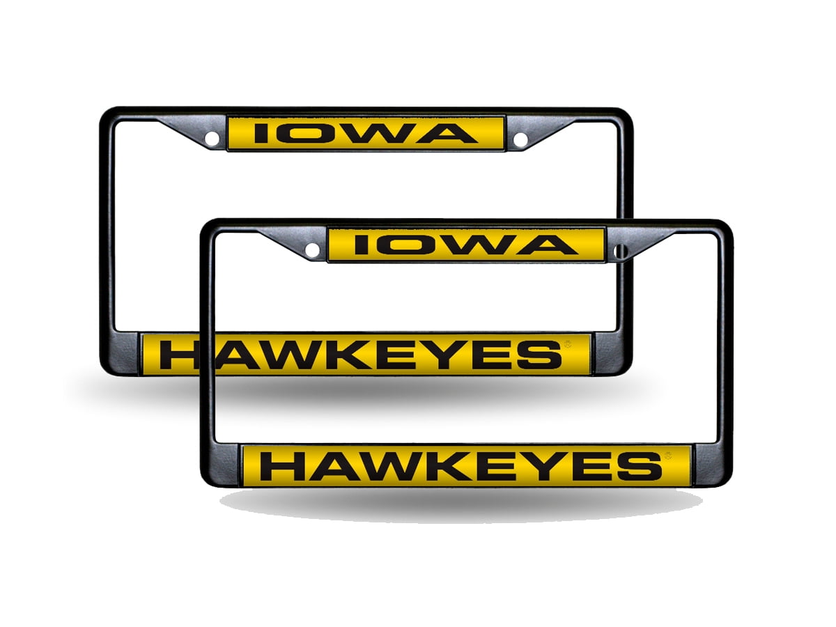 Iowa NCAA Hawkeyes Black Metal (Set of 2) Laser Cut License Plate ...