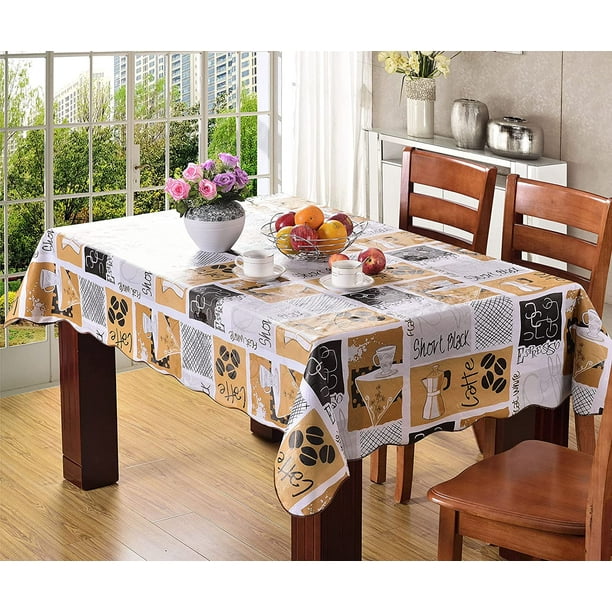 Vinyl Tablecloth with Flannel Backing Rectangular Waterproof Small ...