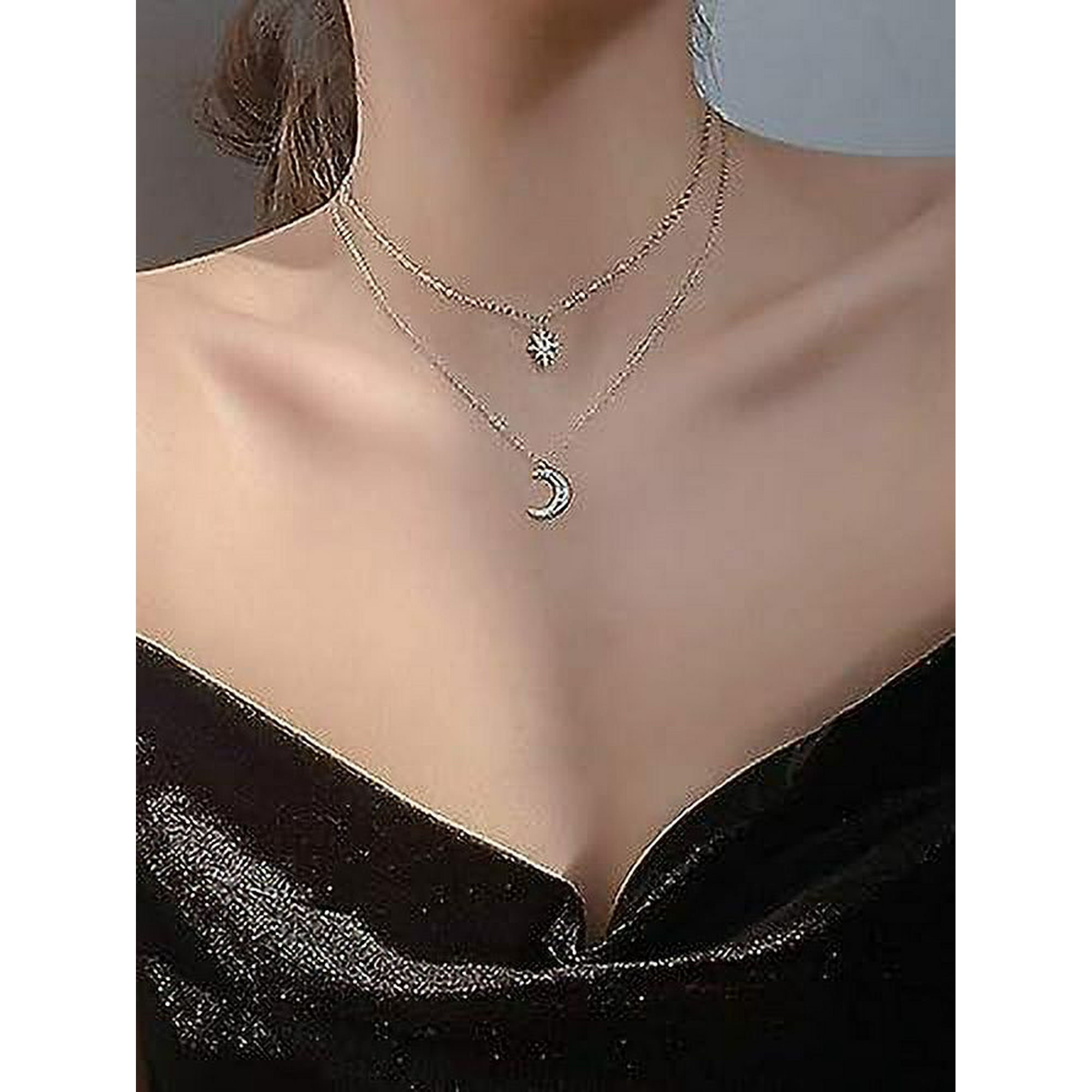 Sterling silver layered chain necklace store