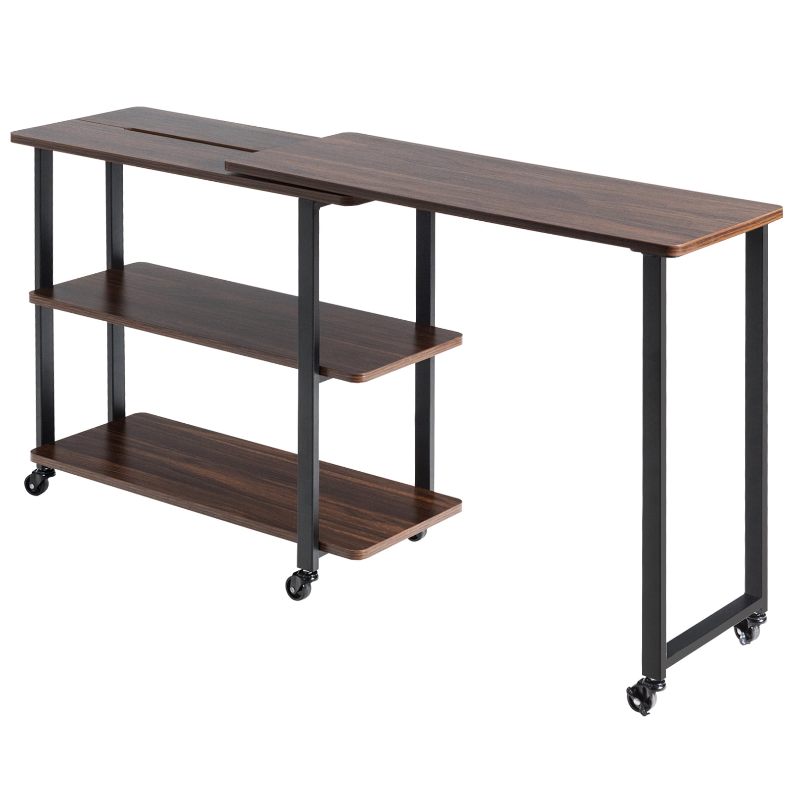 Topbuy Sofa Side Table w/Storage Shelves Mobile End Table Rolling Couch ...