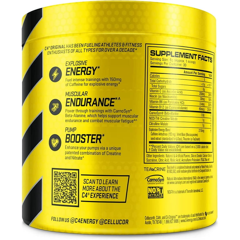 C4 Pre Workout Nutrition Facts | EOUA Blog