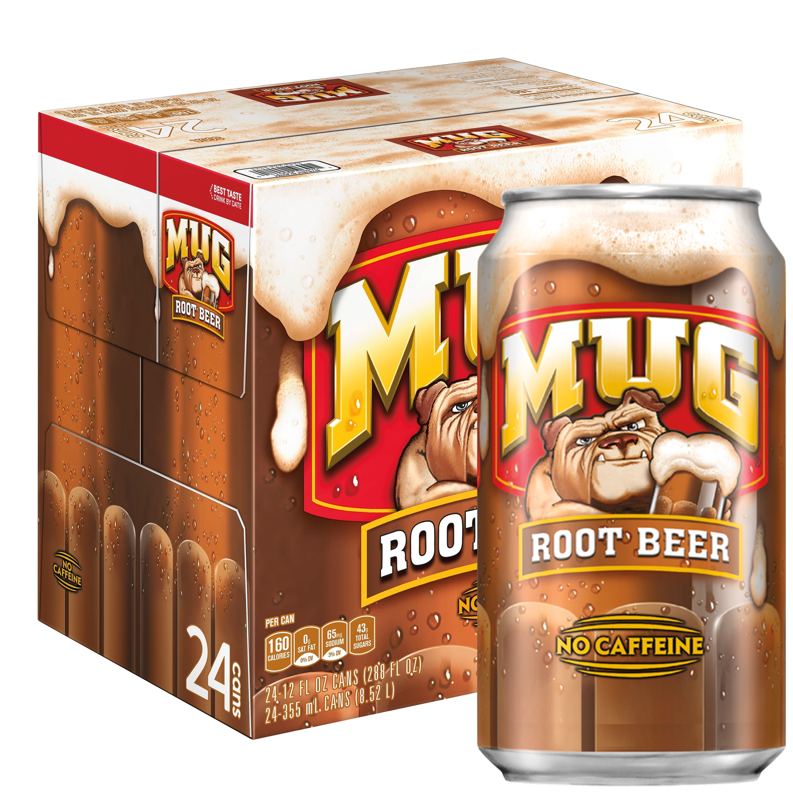 Mug Root Beer Caffeine Free Soda Pop 12 Oz 24 Pack Cans Walmart
