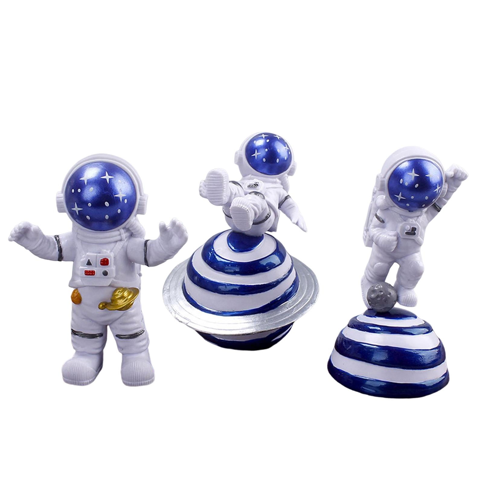 3Pcs Cute Astronaut Statue Spaceman Figurine Cake Topper Home Decor ...