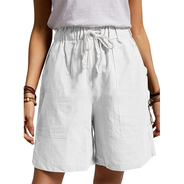Dabuliu Womens Summer Drawstring Waist Loose Fit Cotton Knee Length