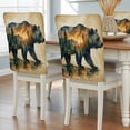 Brown Bear Chair Back Covers Set of 8, Vintage Misty Green Trees Brown ...