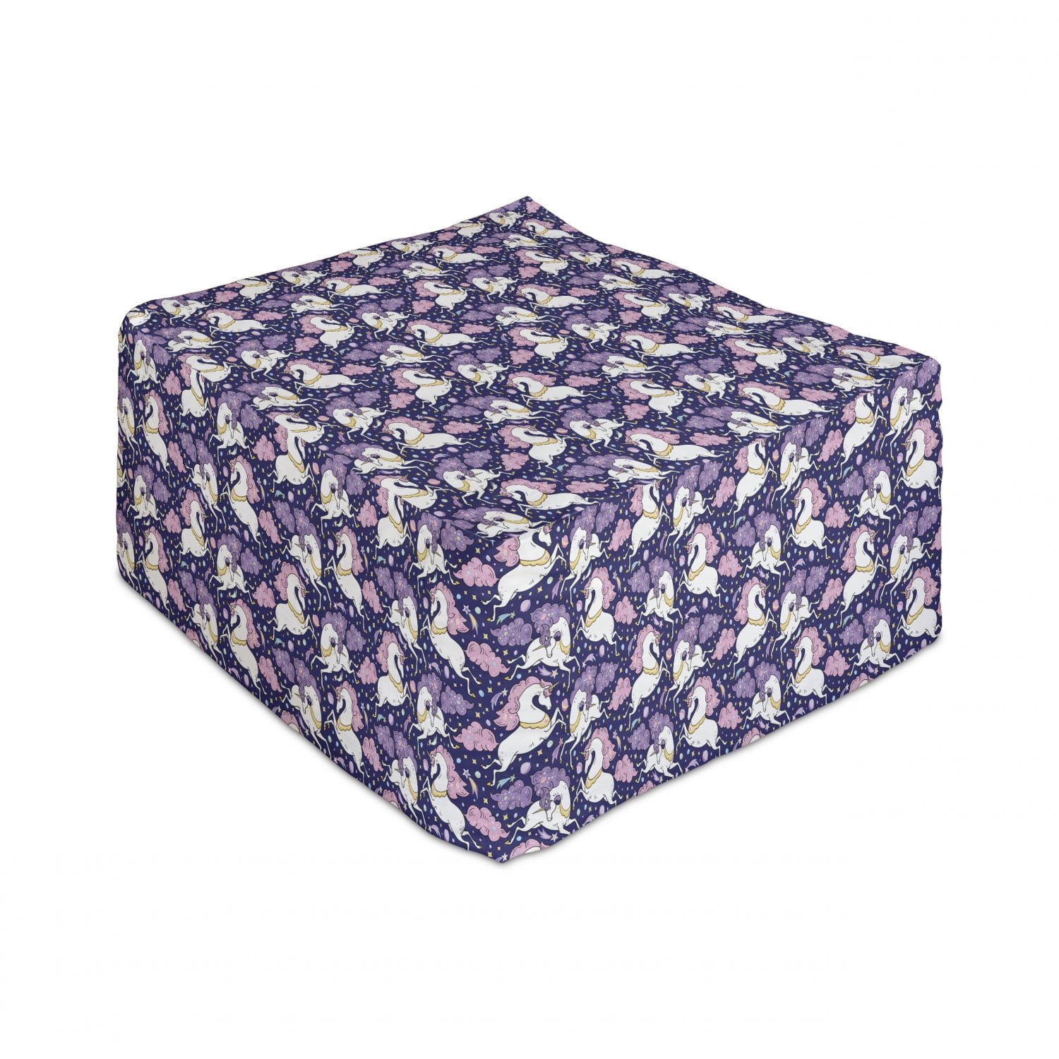 Unicorn Rectangle Pouf, Mythical Animals Galloping in Galaxy Space ...