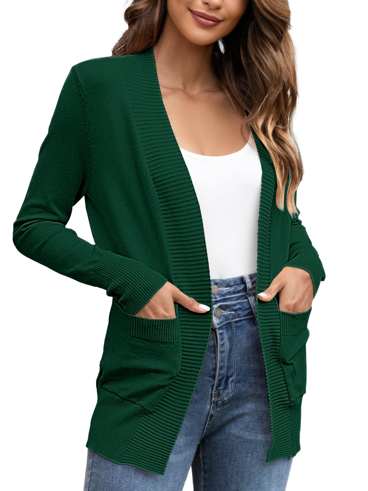 FOLUNSI Women's Cardigan Casual Lightweight Knit Cardigan Sweaters of ...