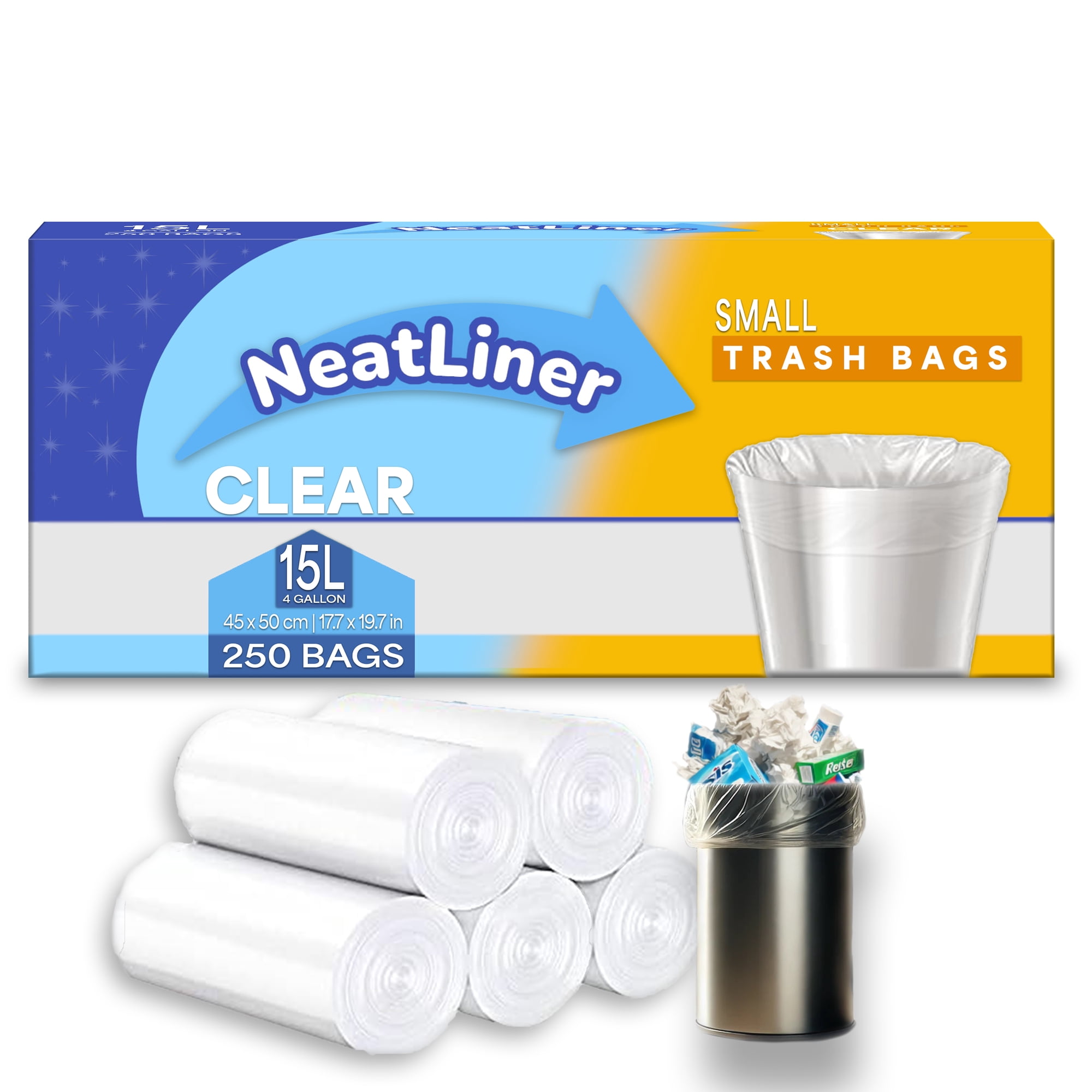 Click here for Neatliner 15l Clear Small Garbage Bags - 250 Count... prices