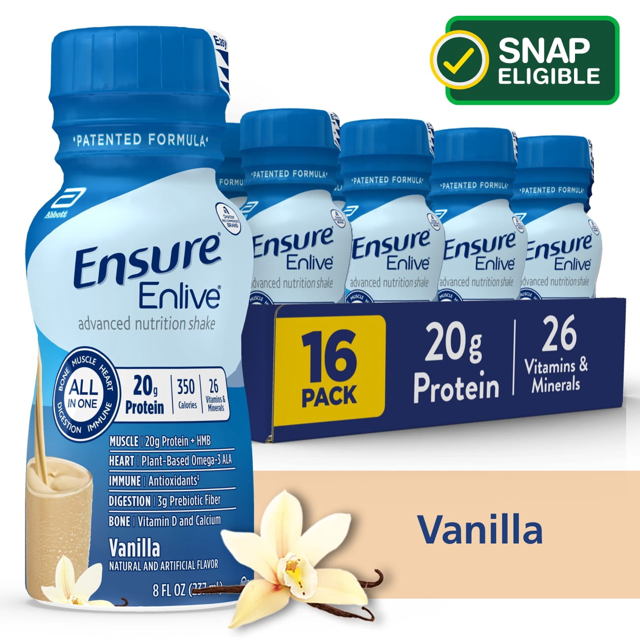 Ensure Enlive Advanced Nutritional Drink, 20 Grams Protein, Vanilla, 8 ...