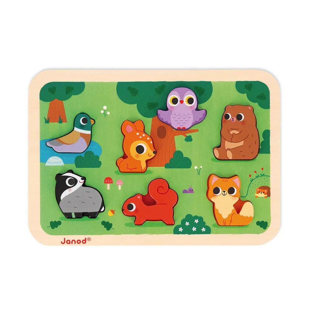 Click here for Janod - Chunky Puzzle Forest - 7 Animal Pieces - W... prices