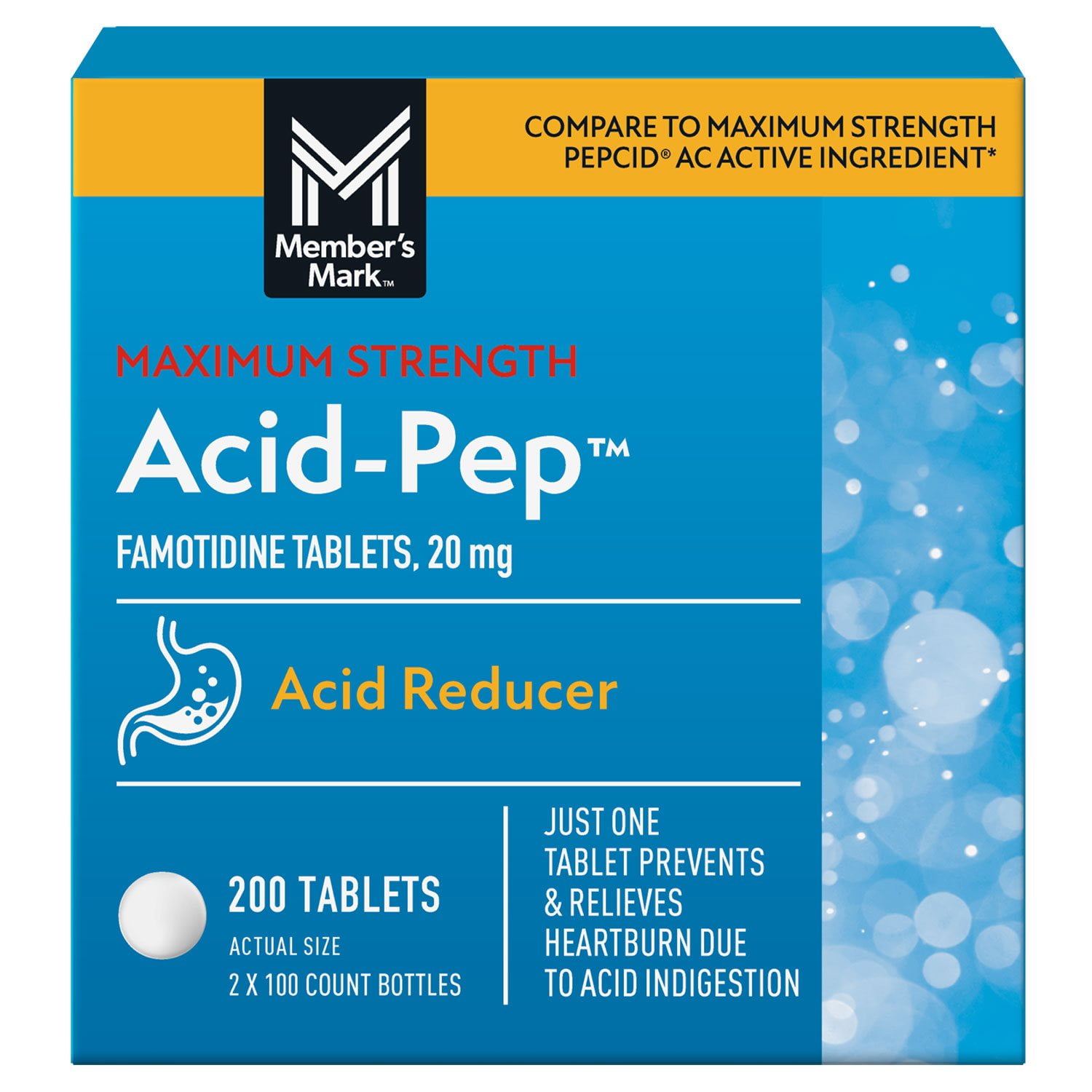 Member’s Mark Acid-Pep Acid Reducer Tablets, 20 mg Famotidine, 100 ct ...