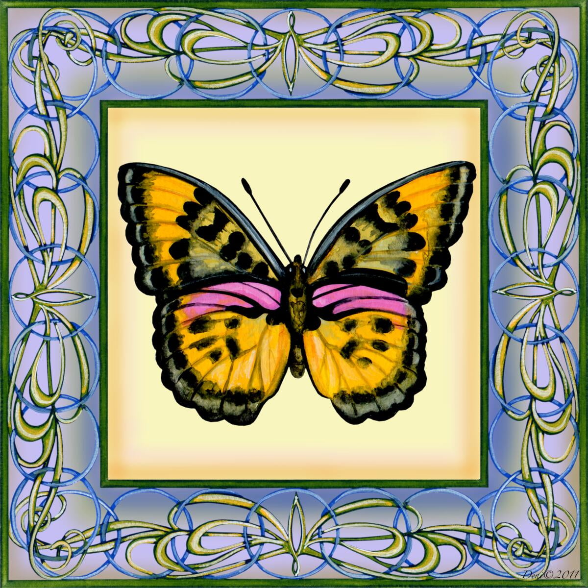 Tile Mural Kitchen Backsplash - Butterfly Square 6 - by Denise Freeman ...